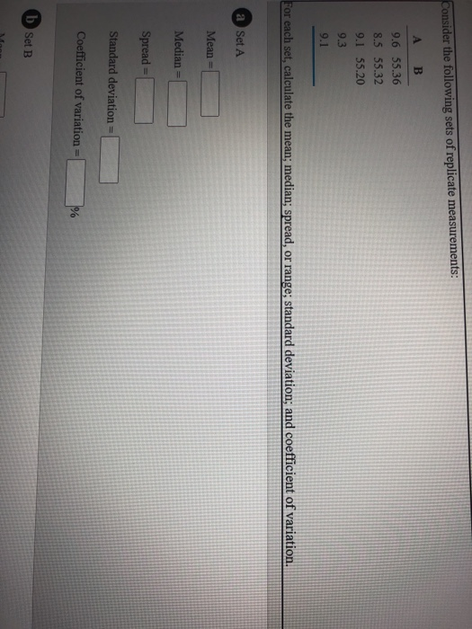 Solved Consider the following sets of replicate | Chegg.com