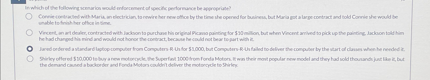 Solved In which of the following scenarios would enforcement | Chegg.com