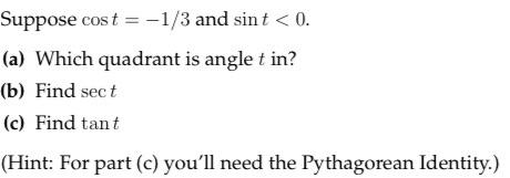 Solved Suppose cost=−1/3 and sint