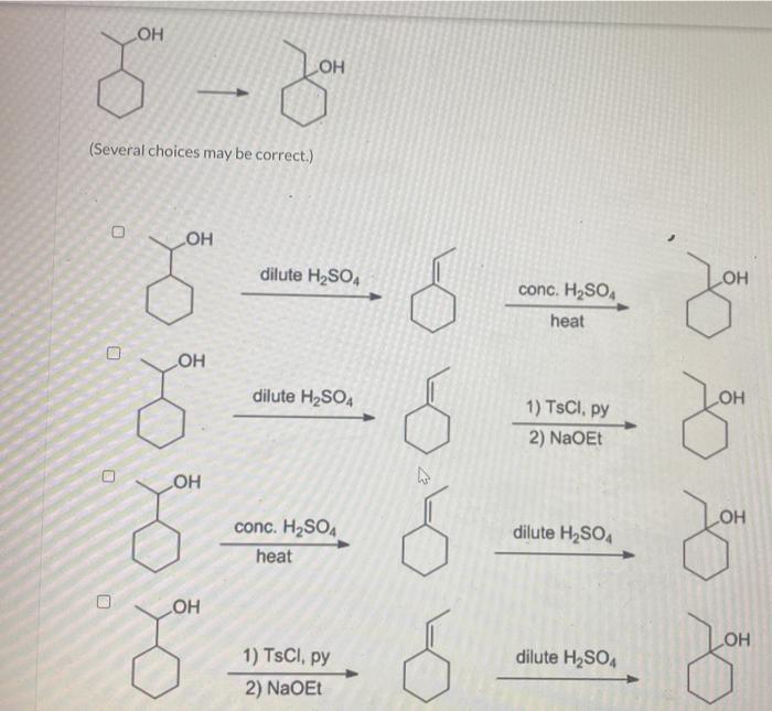 Solved (Several choices may be correct.) dilute H2SO4 2) | Chegg.com Solved (Several choices may be correct.) dilute H2SO4 2) | Chegg.com