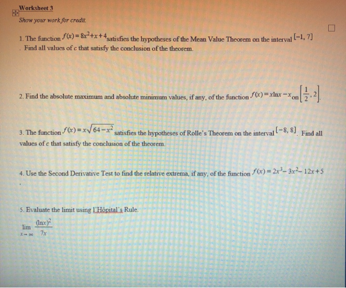Solved The function f(x)=8x^2+x+4 satisfies the hypotheses | Chegg.com