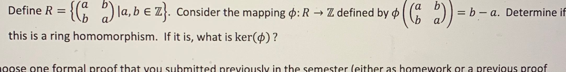 Solved Define R={([a,b],[b,a])|a,binZ}. ﻿Consider the | Chegg.com