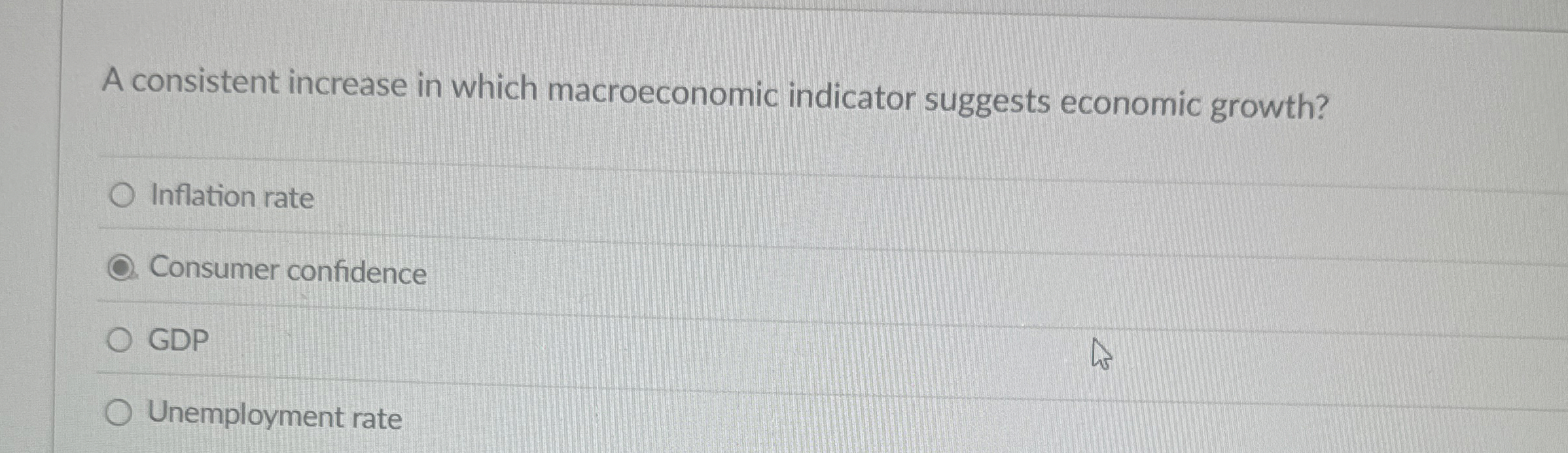 Solved A consistent increase in which macroeconomic | Chegg.com