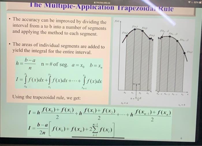 Solved Example 21.1 Single Application of the Trapezoidal | Chegg.com