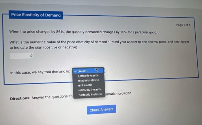 Solved When the price changes by 86%, the quantity demanded | Chegg.com