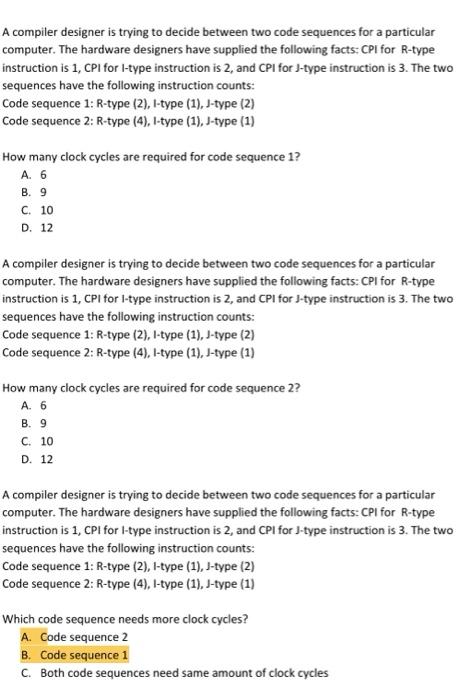 Solved A compiler designer is trying to decide between two | Chegg.com
