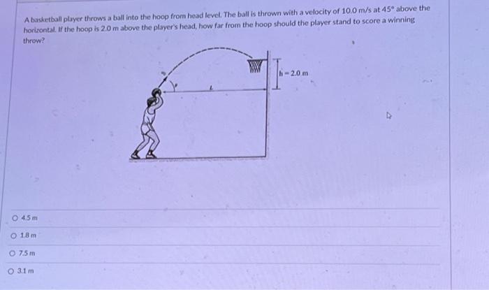 Solved A basketball player throws a ball into the hoop from | Chegg.com
