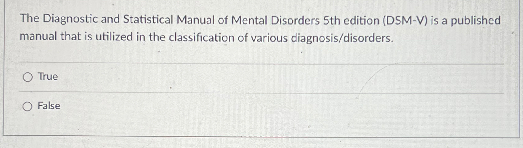 Solved The Diagnostic and Statistical Manual of Mental | Chegg.com