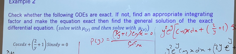 Solved Example 2Check whether the following ODEs are exact. | Chegg.com