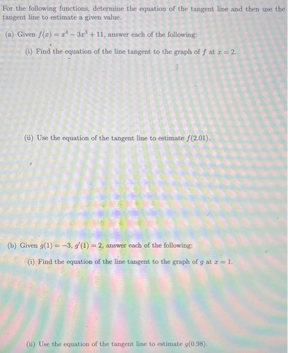 Solved For the following functions, determine the equation | Chegg.com