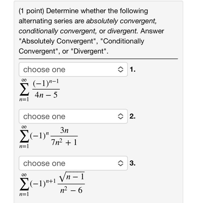 Solved (1 point) Determine whether the following alternating | Chegg.com