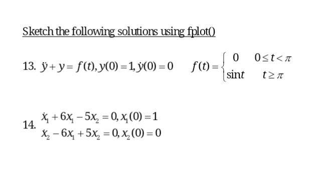 Solved Sketch The Following Solutions Using Fplot 13