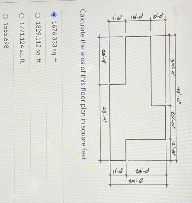Solved Calculate the area of this floor plan in square feet. | Chegg.com