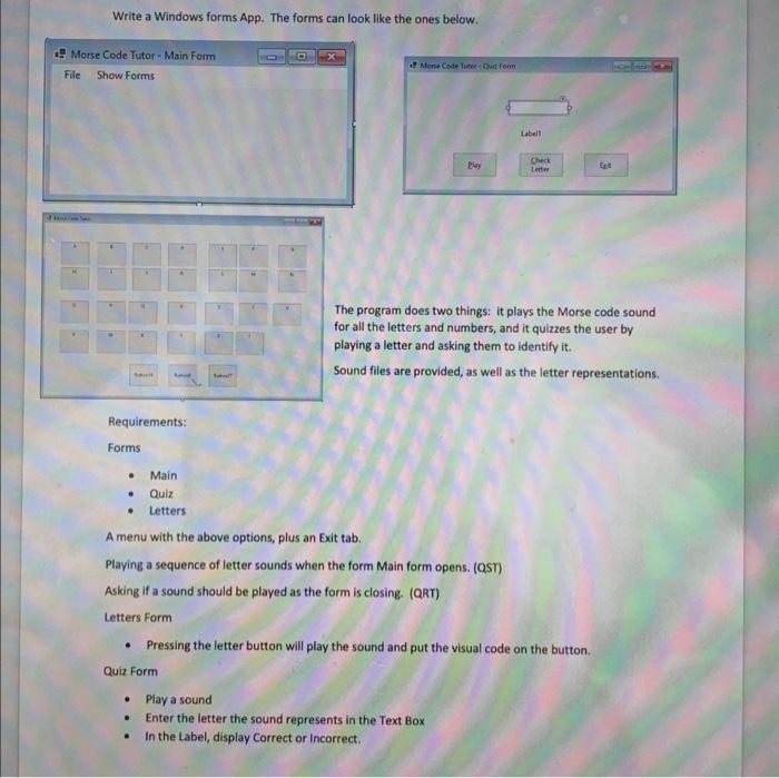 Write a Windows forms App. The forms can look like | Chegg.com