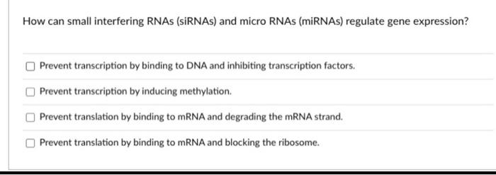 Solved How can small interfering RNAs (siRNAs) and micro | Chegg.com