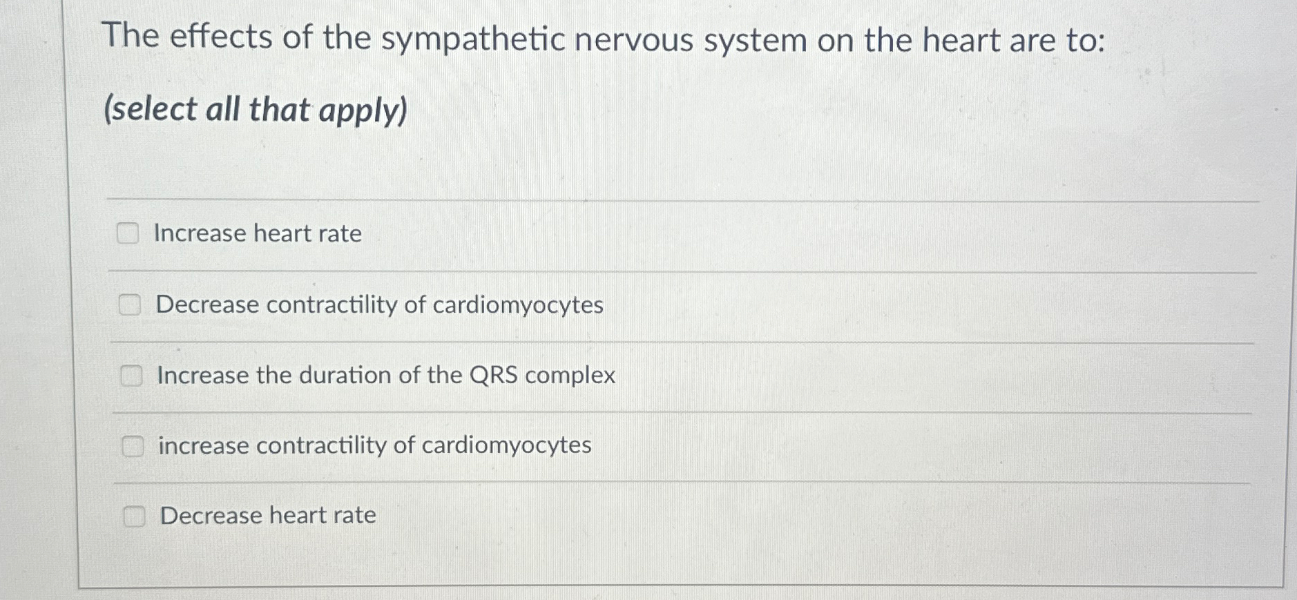Solved The effects of the sympathetic nervous system on the | Chegg.com