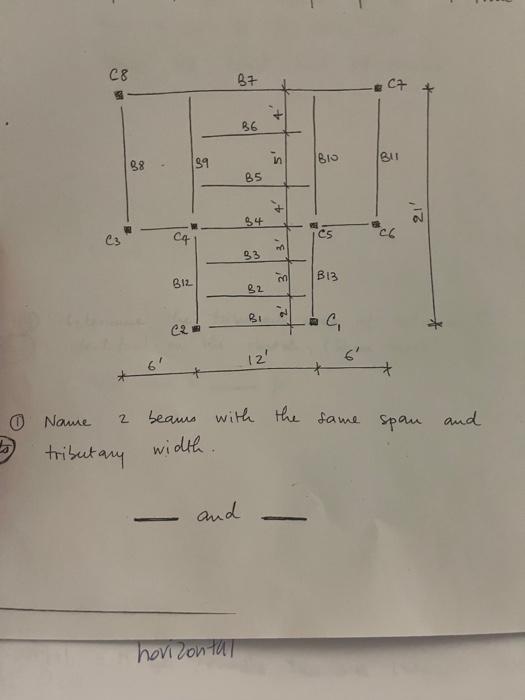 Solved (1) Name 2 beaurs with the same span and tributary | Chegg.com