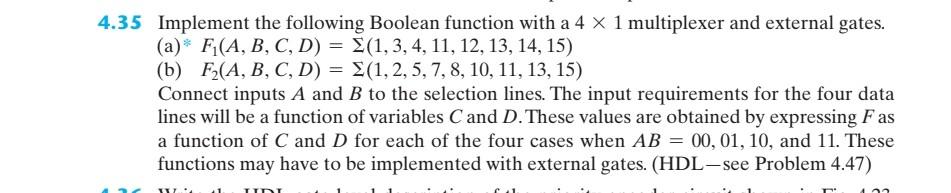 Solved 35 Implement the following Boolean function with a | Chegg.com