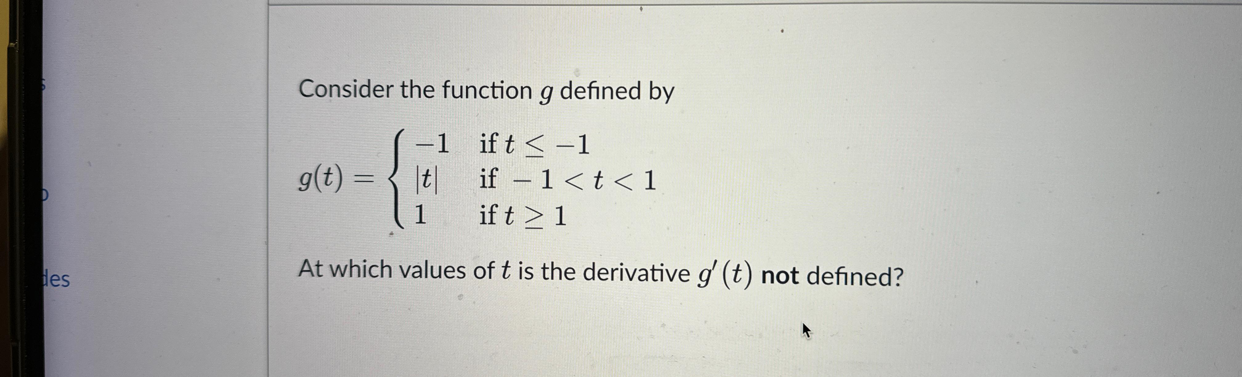 Solved Consider the function g ﻿defined by | Chegg.com
