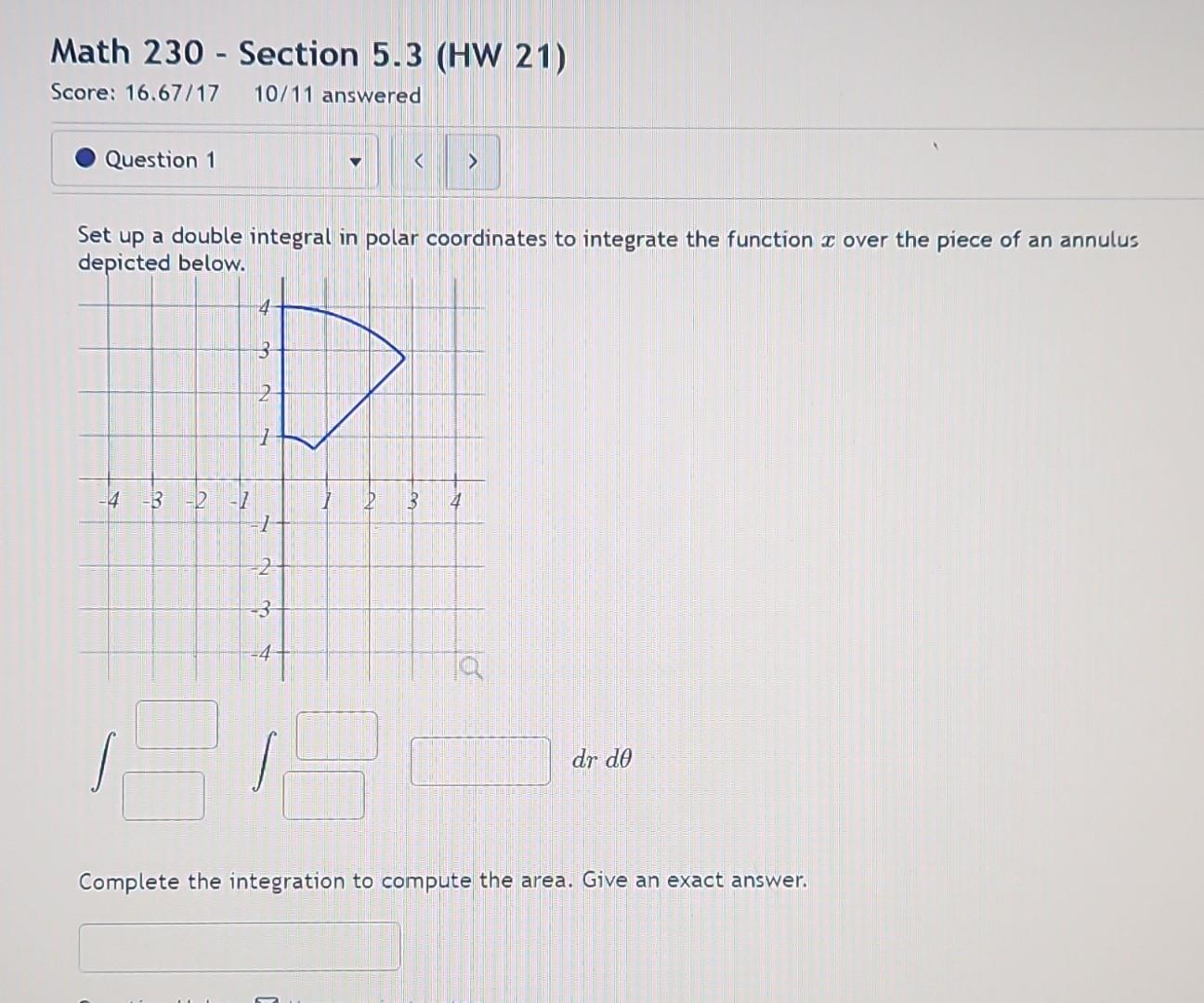 Solved Set up a double integral in polar coordinates to | Chegg.com