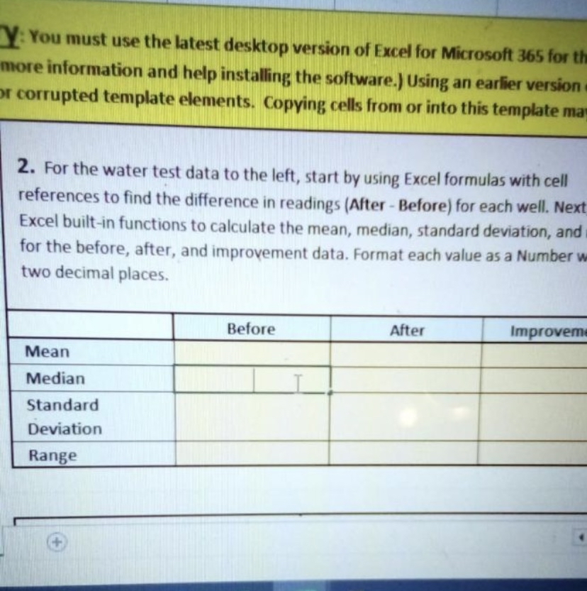 Solved You must use the latest desktop version of Excel for | Chegg.com
