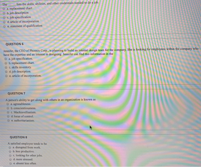 Solved The lists the skills, abilities, and other | Chegg.com