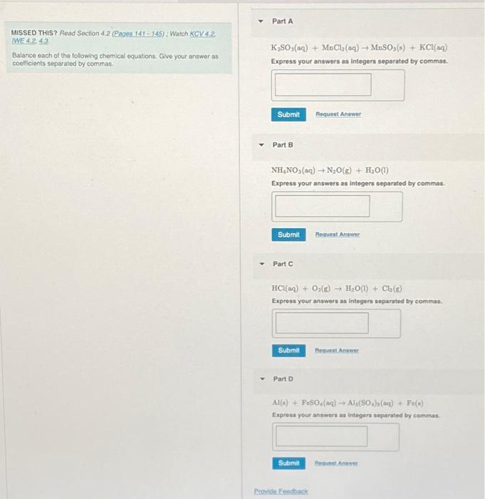 Solved Balance each of the following chemical equations. | Chegg.com