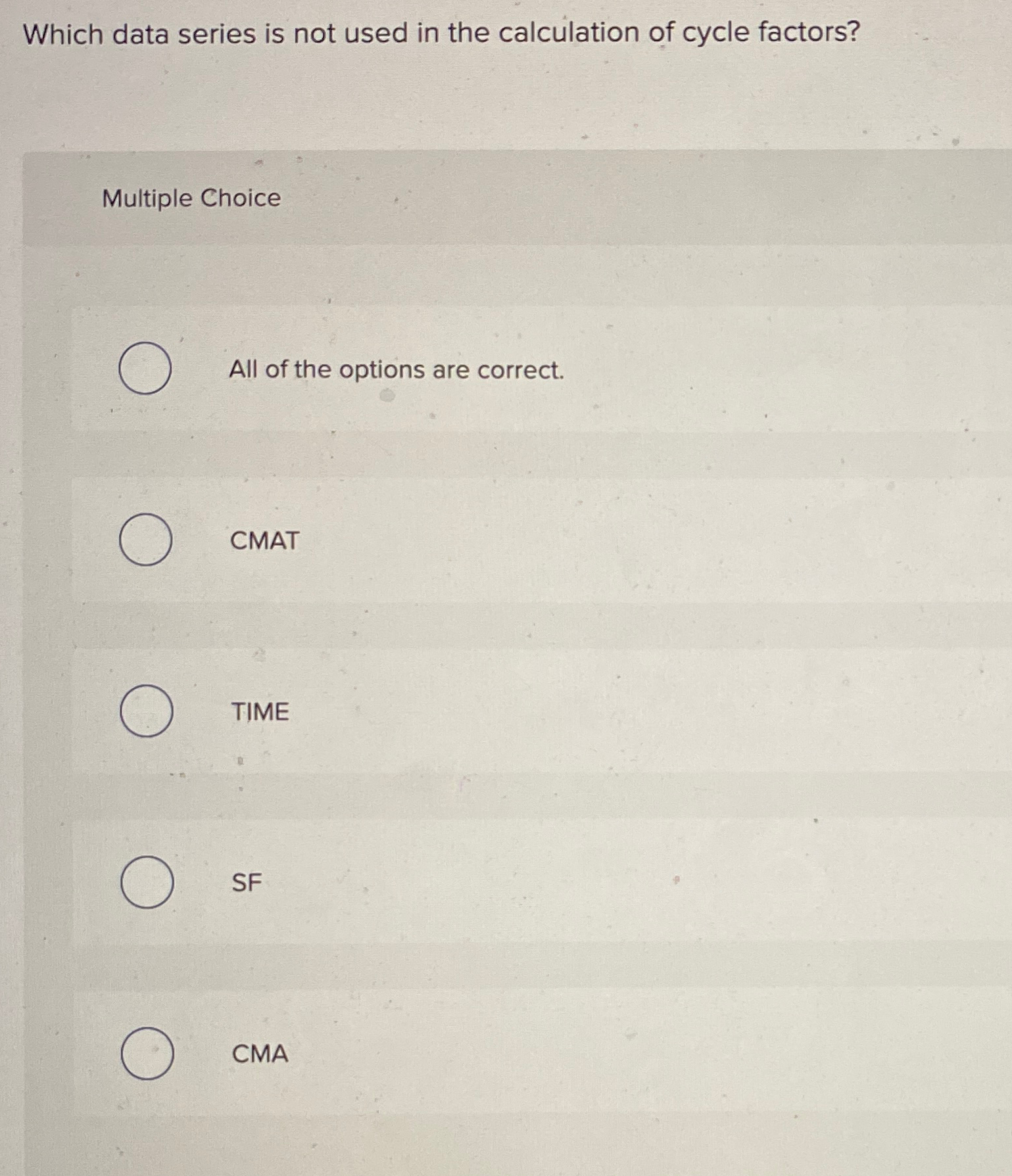 Solved Which data series is not used in the calculation of | Chegg.com