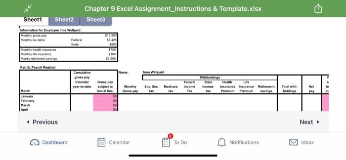 Chapter 9 Excel Assignment_Instructions & | Chegg.com