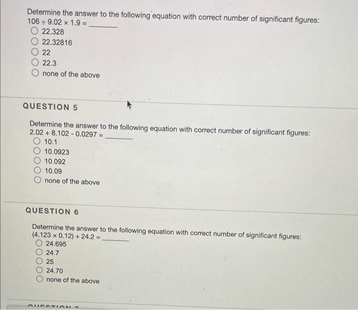 Solved Determine the answer to the following equation with | Chegg.com