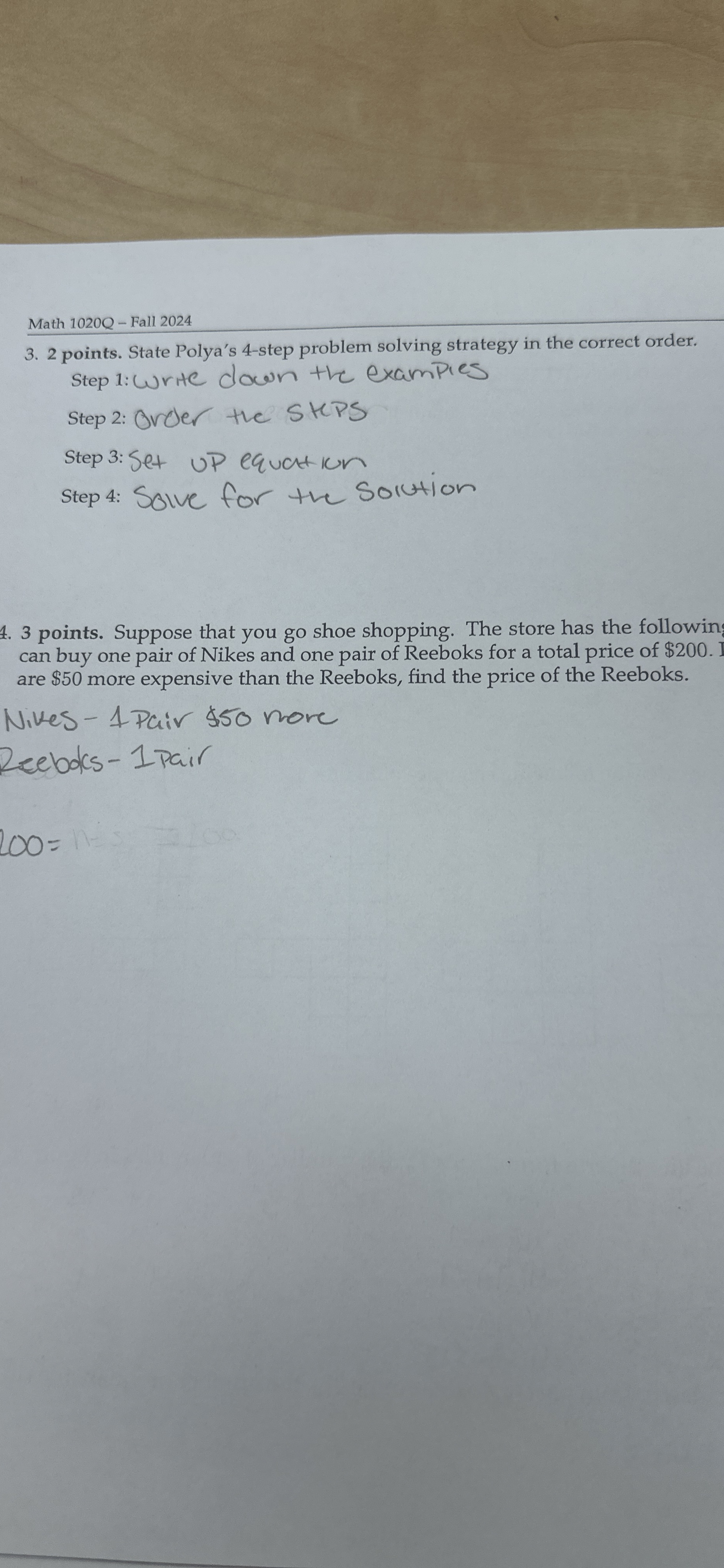 Solved 2 ﻿points. State Polya's 4 -step problem solving | Chegg.com