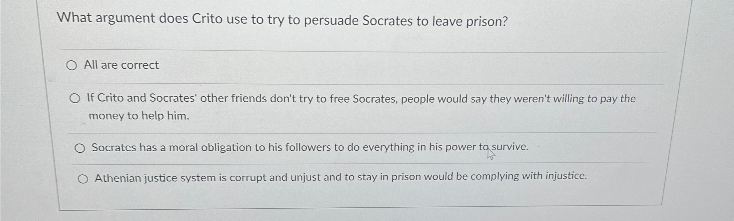 Solved What argument does Crito use to try to persuade | Chegg.com