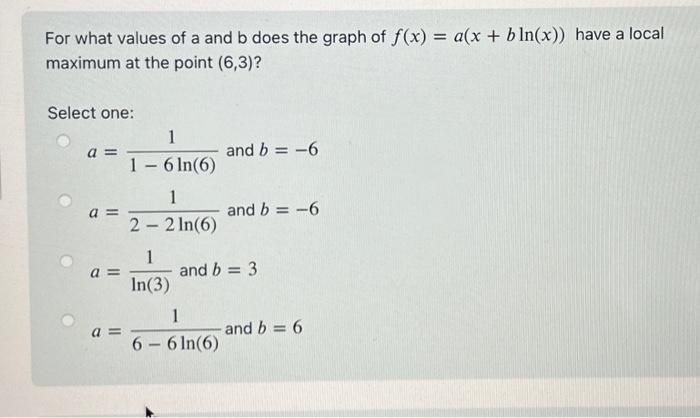 Solved For what values of a and b does the graph of f(x) = | Chegg.com