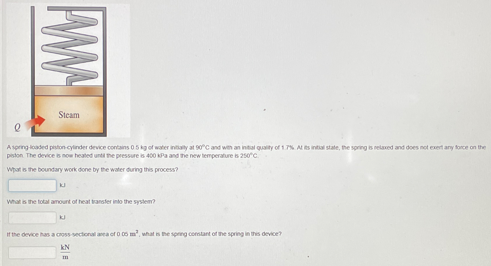 Solved A spring-loaded piston-cylinder device contains 0.5kg | Chegg.com