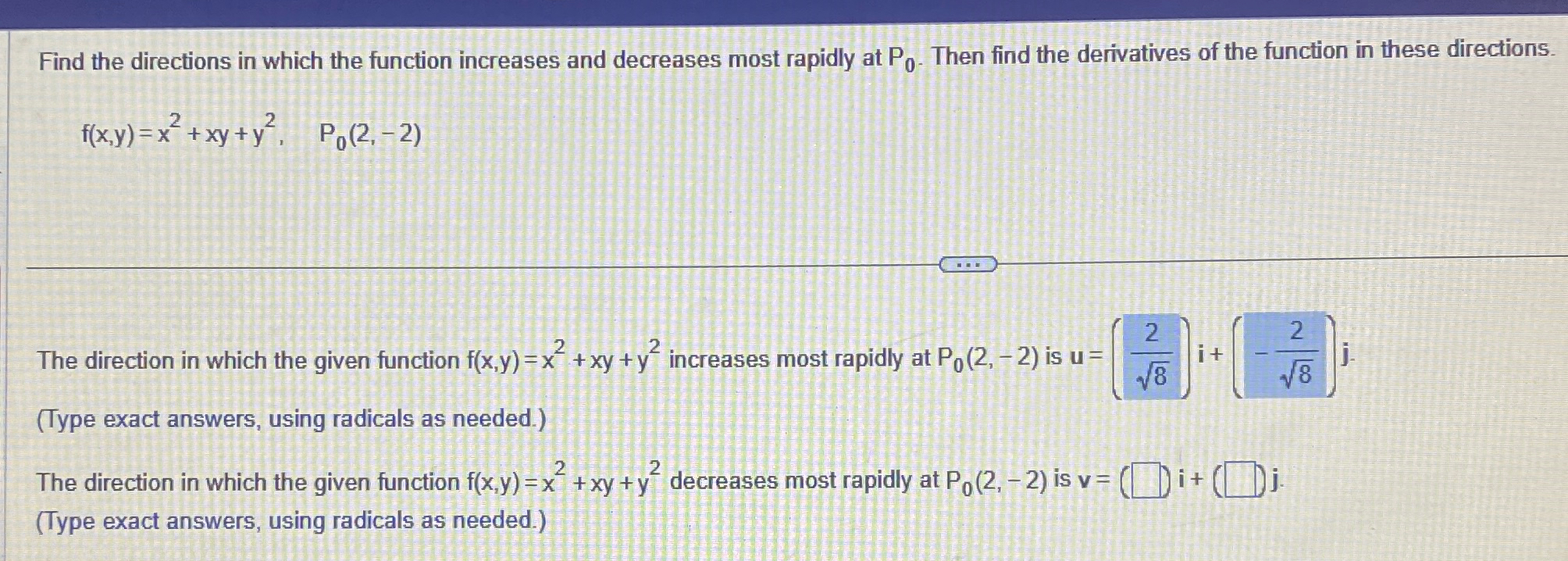 Solved Find the directions in which the function increases | Chegg.com