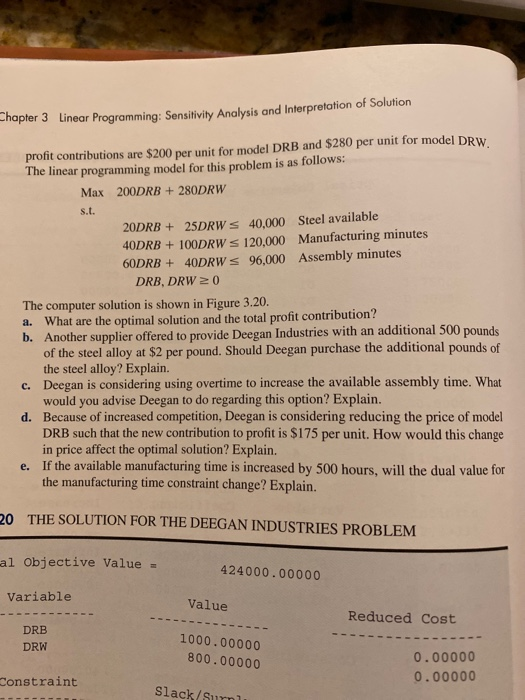 -hapter 3 Linear Programming: Sensitivity Analysis | Chegg.com