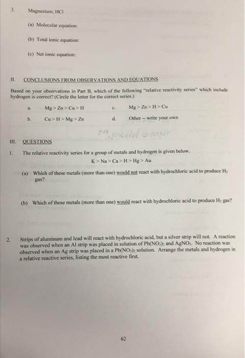 Solved Write the molecular, total ionic, and net ionic | Chegg.com