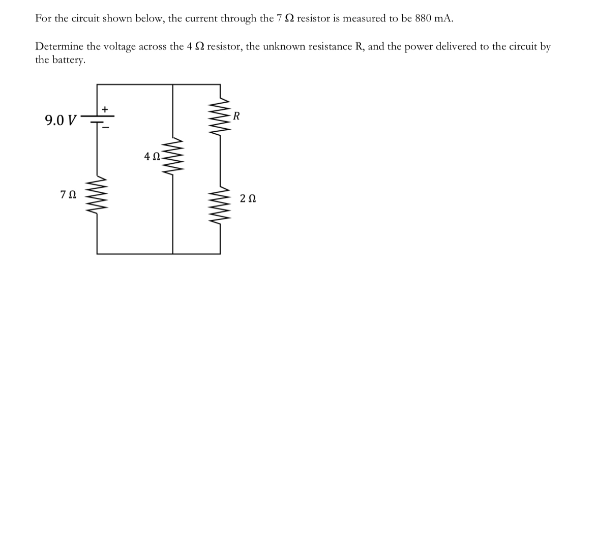 Solved For the circuit shown below, the current through the | Chegg.com