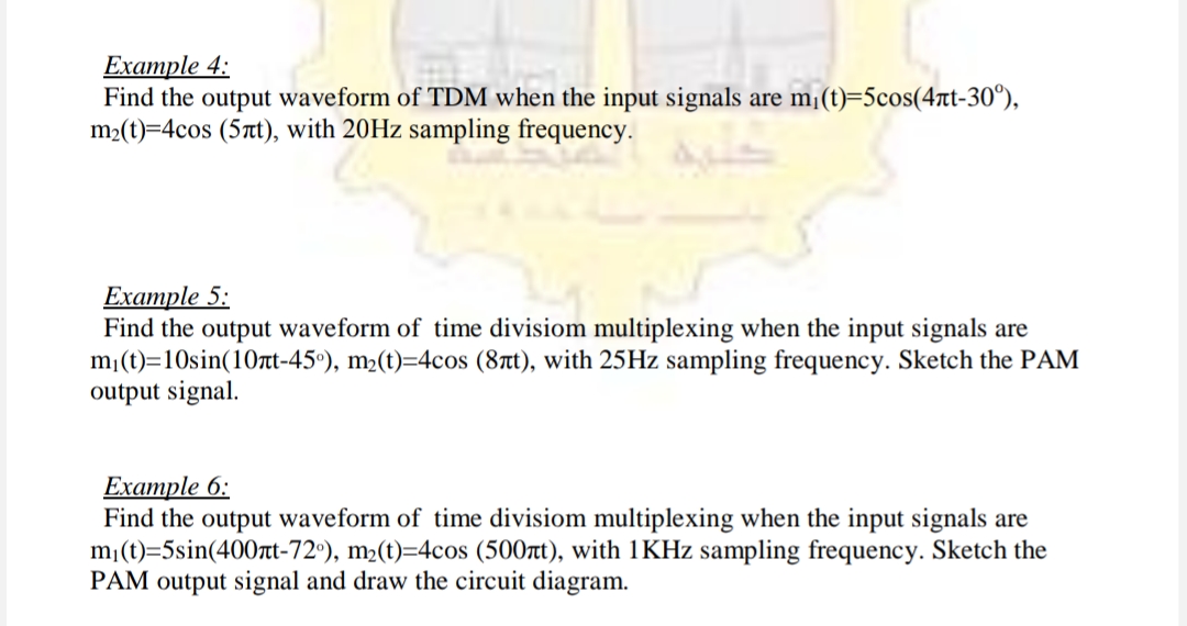 Example 4:Find the output waveform of TDM ﻿when the | Chegg.com