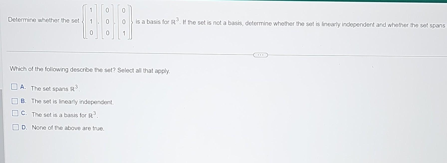 Determine whether the set | Chegg.com