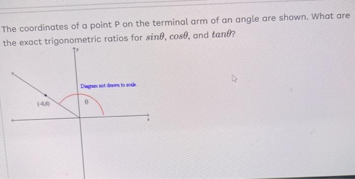 Solved The coordinates of a point P on the terminal arm of | Chegg.com