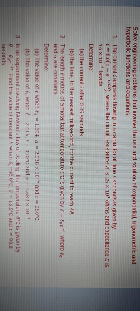 Solved Solve engineering problems that involve the use and | Chegg.com