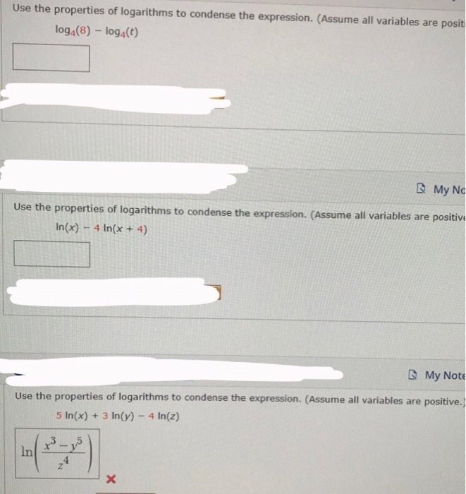 Solved Use the properties of logarithms to condense the | Chegg.com