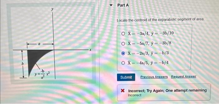 Solved Locate the centroid of the exparabolic segment of | Chegg.com