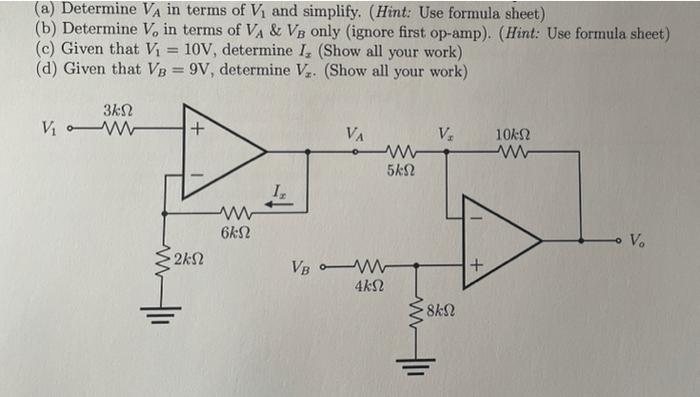 Solved (a) Determine VA in terms of V, and simplify. (Hint: | Chegg.com