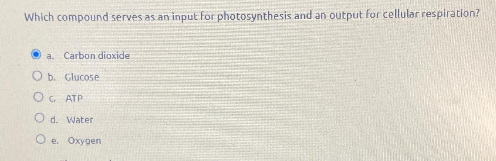 Solved Which compound serves as an input for photosynthesis | Chegg.com
