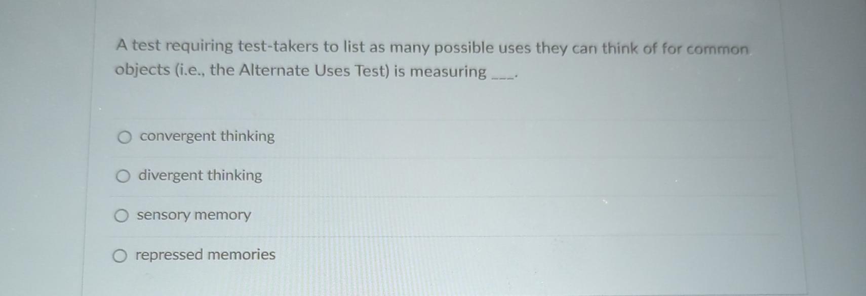 Solved A test requiring test-takers to list as many possible | Chegg.com