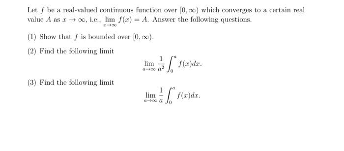 Solved Let \\( f \\) be a real-valued continuous function | Chegg.com