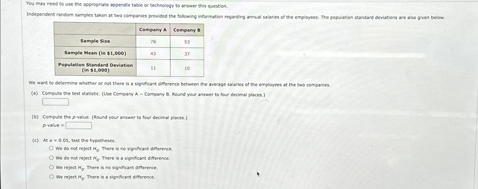 Solved You may need to use the appropriate appendix table or | Chegg.com