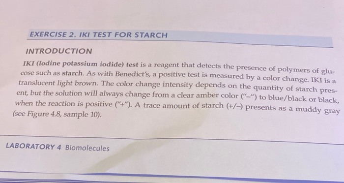 Solved EXERCISE 2. IKI TEST FOR STARCH INTRODUCTION IKI | Chegg.com